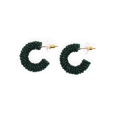 The Narratives Forest Green Beaded Cluster Hoop Earrings – Piccadilly Lily